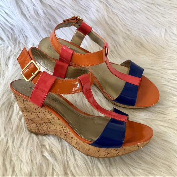 Bandolino | Shoes | Bandolino Orange Color Block Wedge Sandals 8 | Poshmark